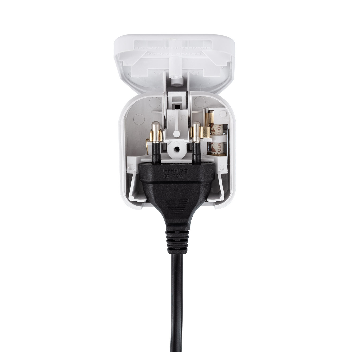 Adapterstecker Typ C (EU) Flachkopf mit geradem Kabel auf Stecker Typ G ...