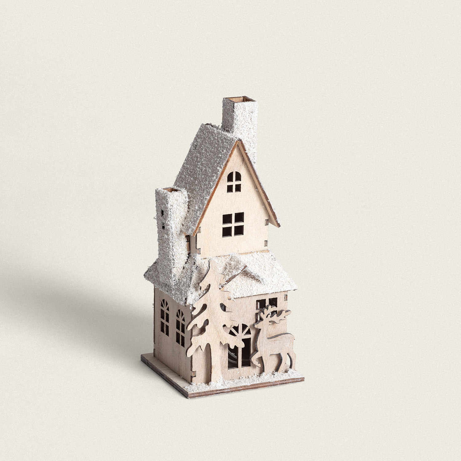 Maisonnette de Noël LED Bois 20 cm Surmah - Ledkia