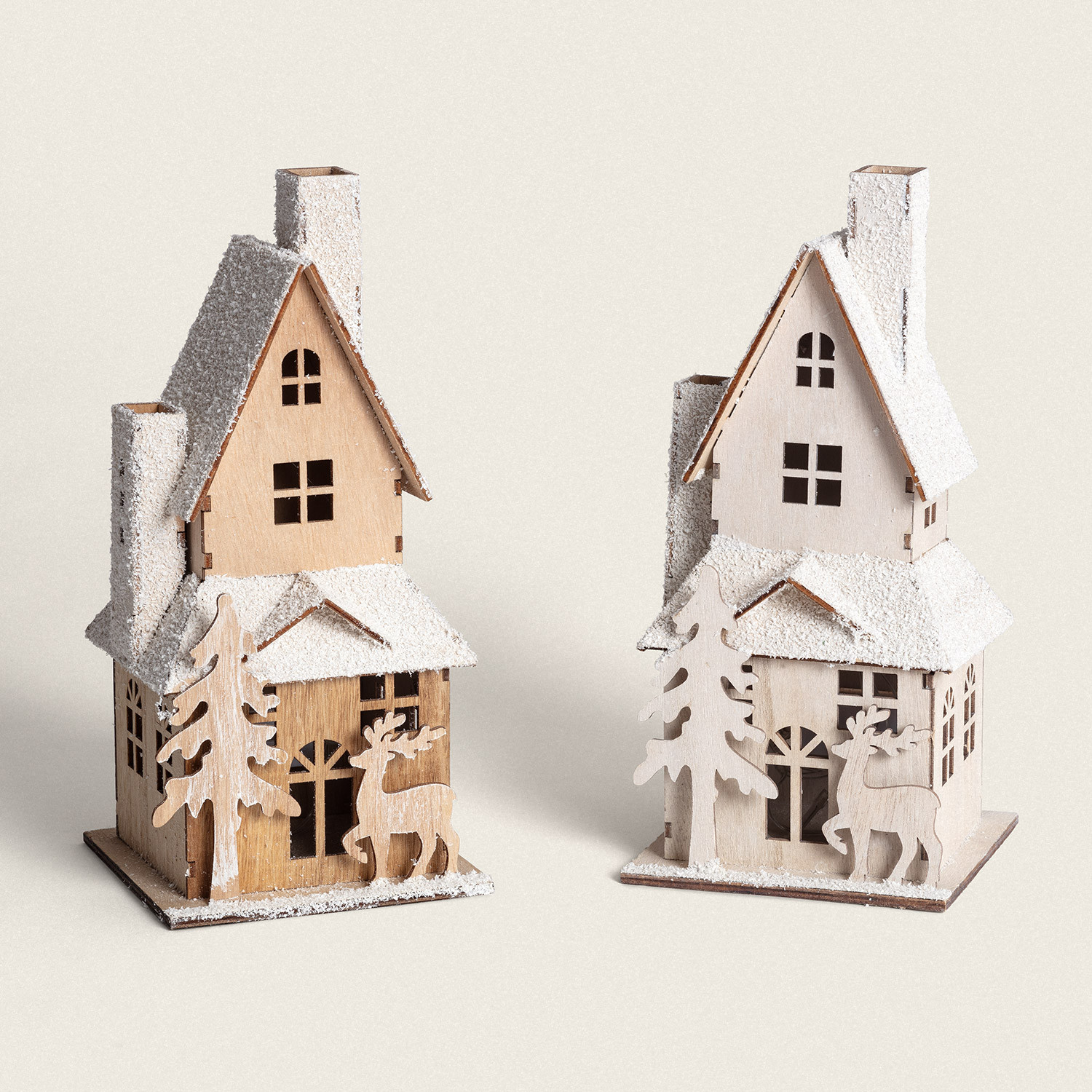 Maisonnette de Noël LED Bois 29 cm Surmah - Ledkia