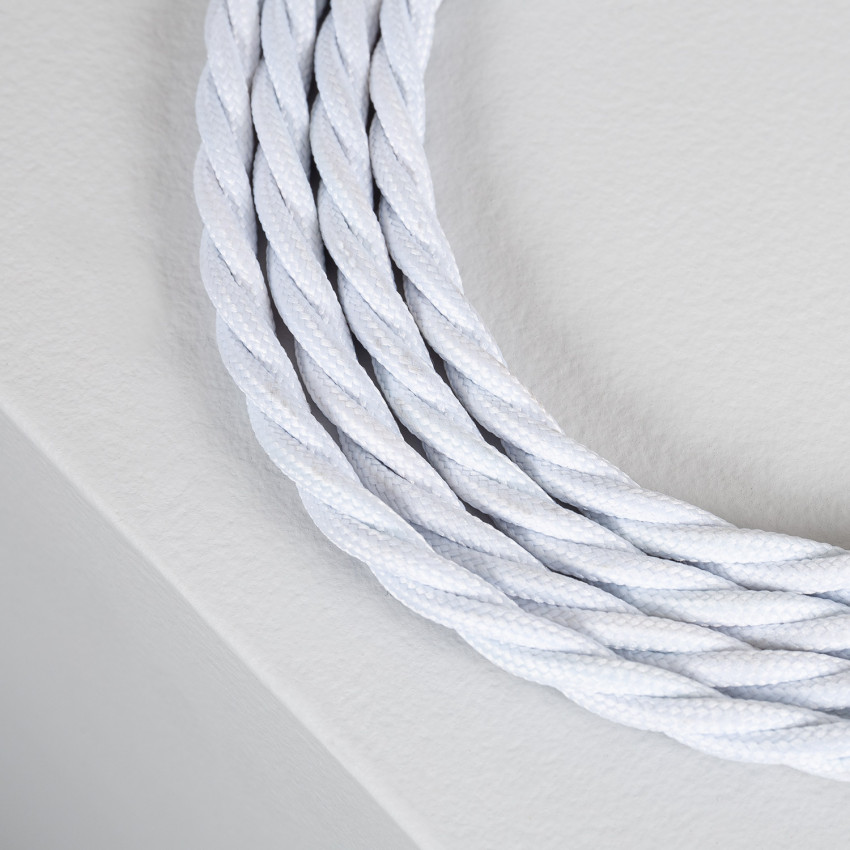 White Braided Electric Textile Cable - Ledkia