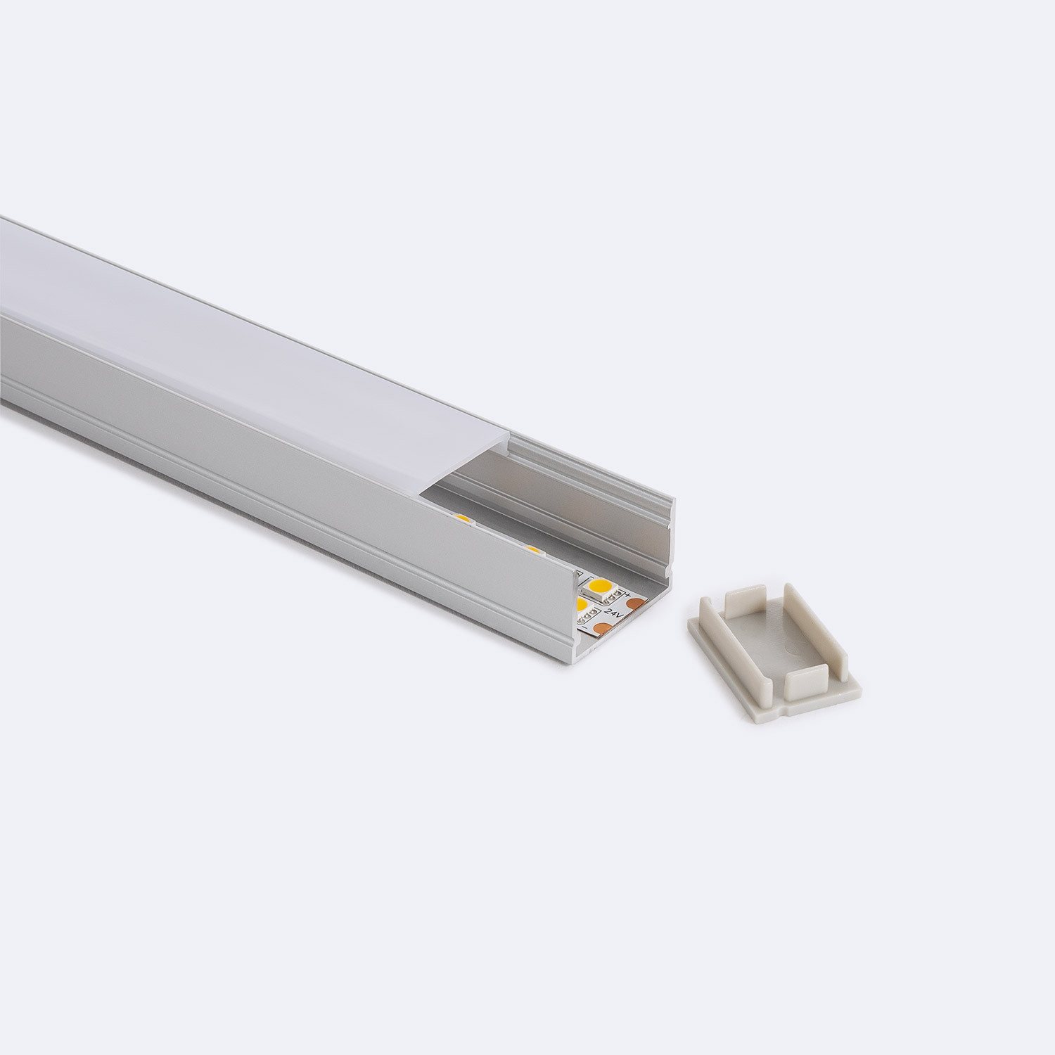 2m Aluminium Recessed Profile with Continous Cover for Double LED ...